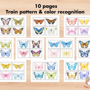 40 Butterfly Matching Card Game, Symmetry Puzzle, Butterfly Pattern ...