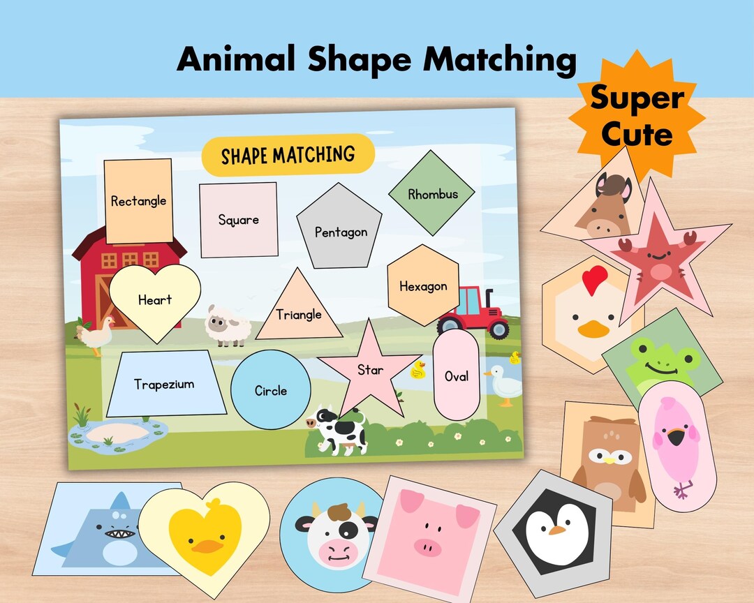 Animal Shapes Matching Activities, Preschool Printable Montessori Math ...