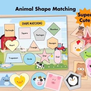 Animal Shapes Matching Activities, Preschool Printable Montessori Math ...