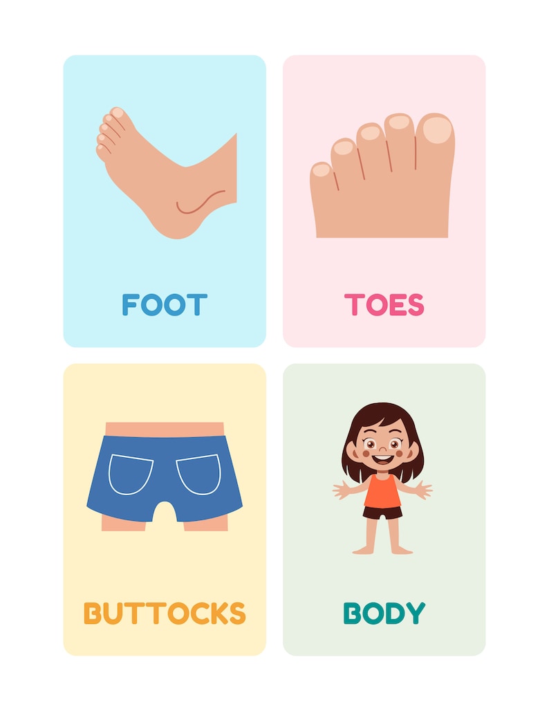 32 Body Parts Flashcards, Printable Montessori Flash Cards,pre-school ...