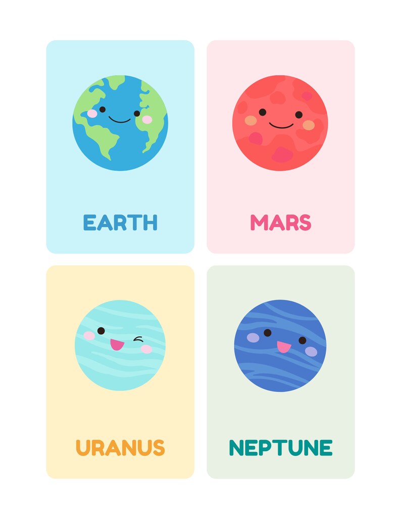 Solar System Flashcards Printable, Planets Flash Cards,interesting ...