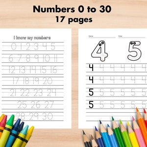 44 Alphabet Numbers Tracing Worksheets | Handwriting Practice for ...