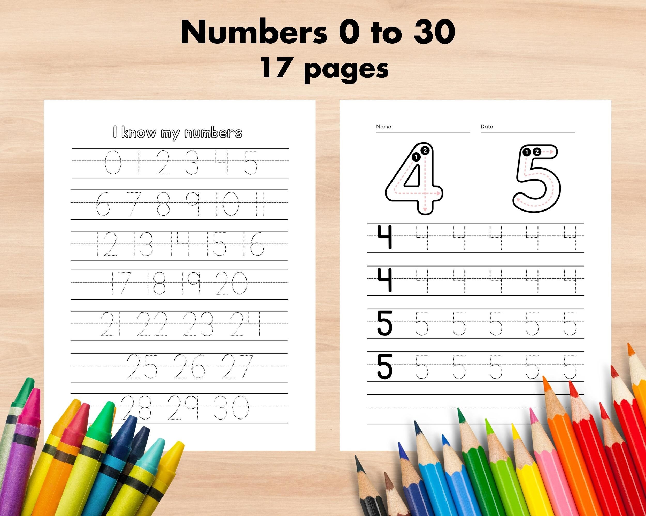 44 Alphabet Numbers Tracing Worksheets Handwriting Practice for ...