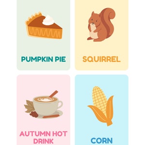 28 Autumn Flashcards, Fall Vocabulary Nature Cards, Printable ...