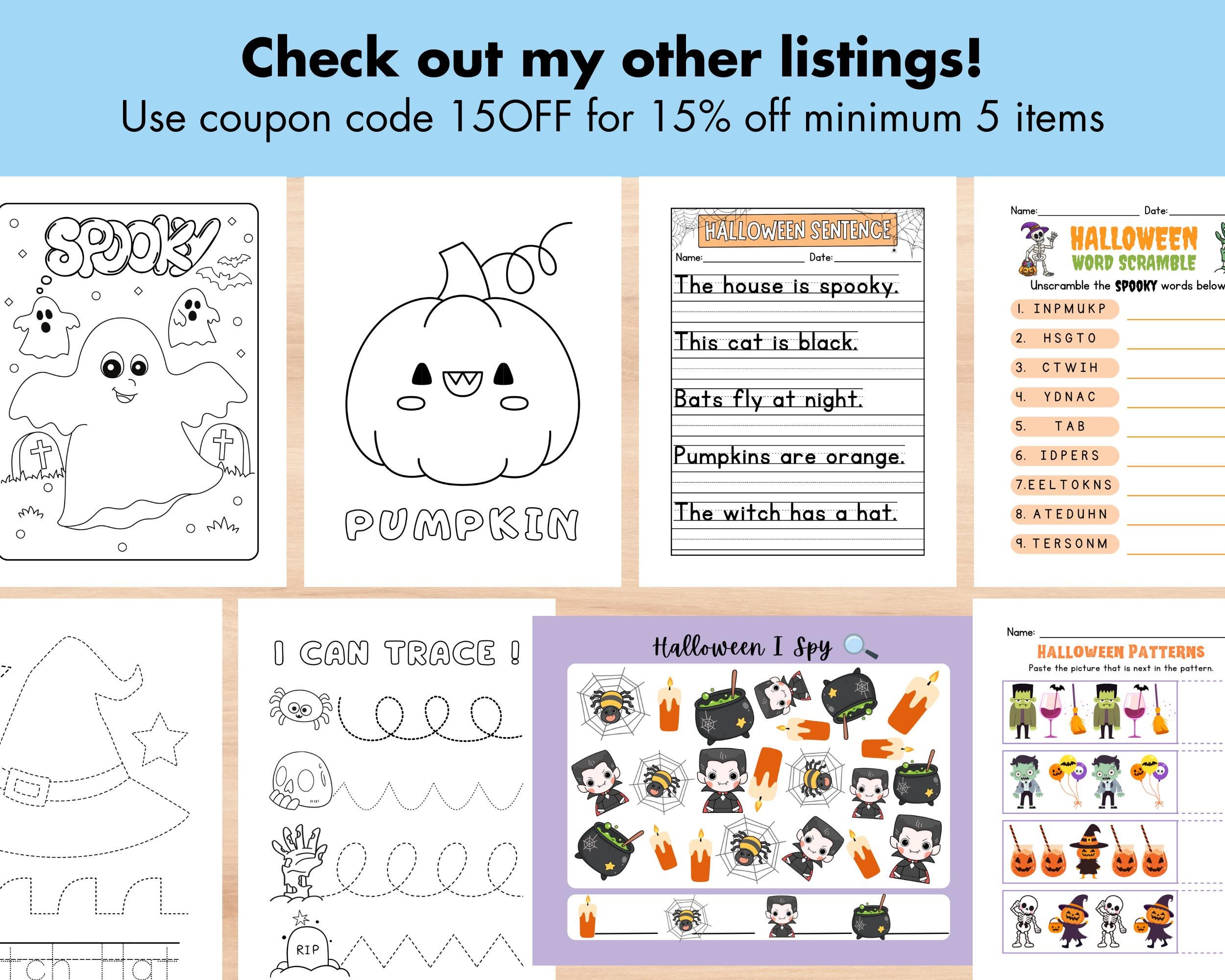 Halloween I Spy Game Bundle, Kids Printable Activity Set, Look and Find ...
