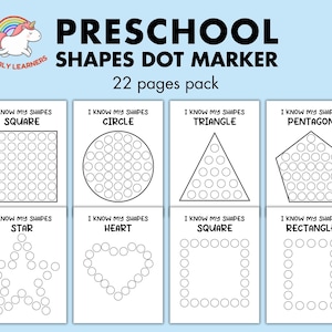 Preschool Shape Dot Marker Worksheet, Fine Motor Skill Printable ...
