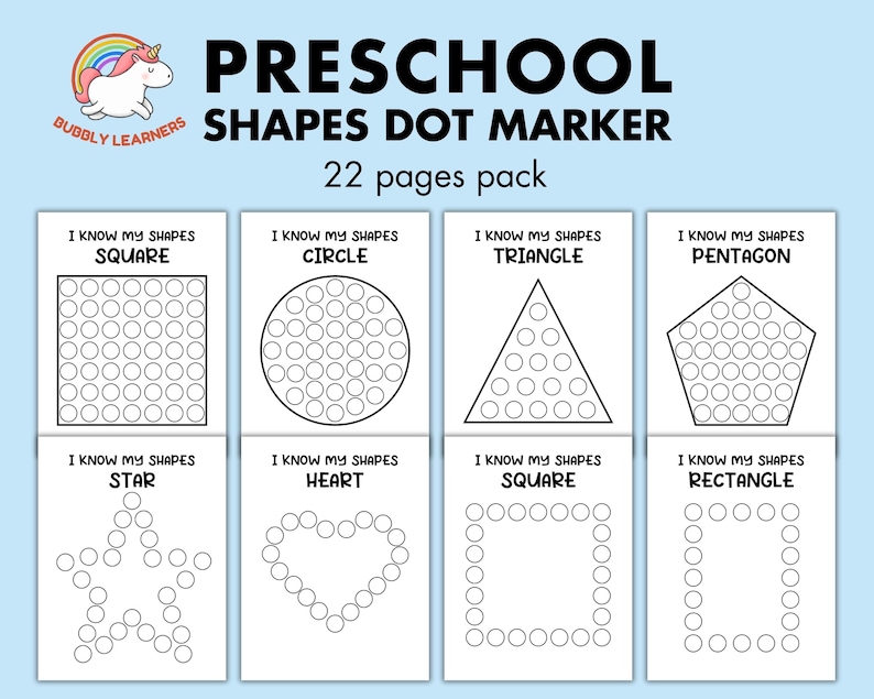 Preschool Shape Dot Marker Worksheet, Fine Motor Skill Printable ...