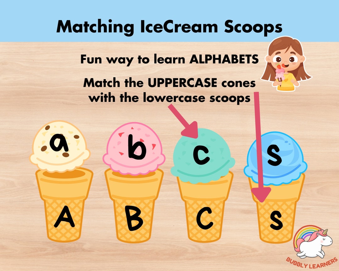 Matching ABC Ice Cream Game, Match the Alphabets, Printable ...