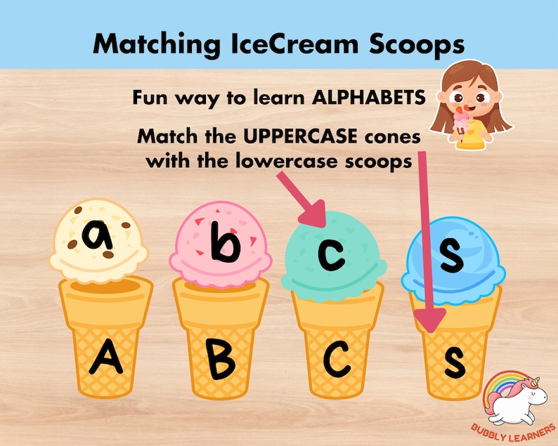 Matching ABC Ice Cream Game, Match the Alphabets, Printable ...