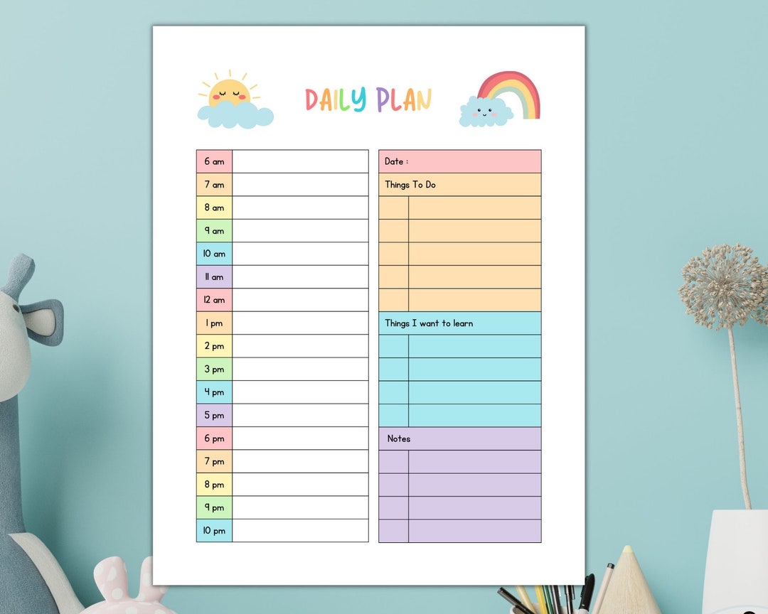 Magical Rainbow Kids Calendar Printable, Homeschool Toddler Schedule ...