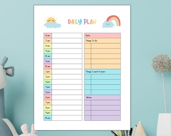 Kids Weekly Calendar Rainbow Printable, Homeschool Toddler Schedule ...