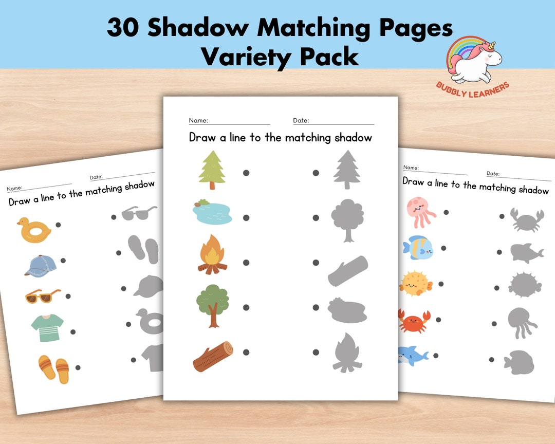 Shadow Matching Worksheets, Match the Picture, Kindergarten Preschool ...