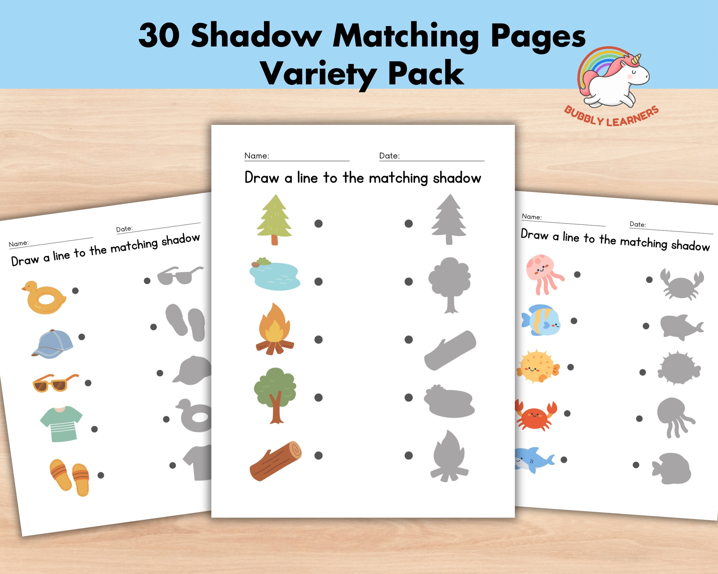 Shadow Matching Worksheets, Match the Picture, Kindergarten Preschool ...