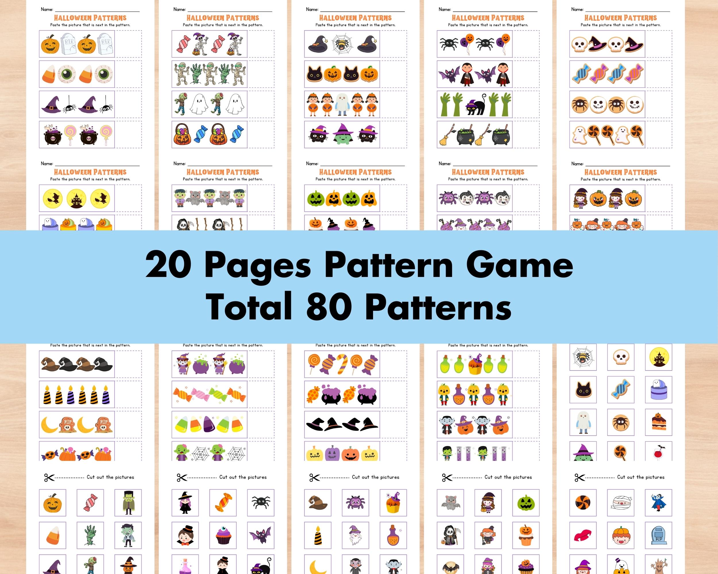 Pattern Worksheets, What Comes Next Game, Halloween Printable Busy Book ...