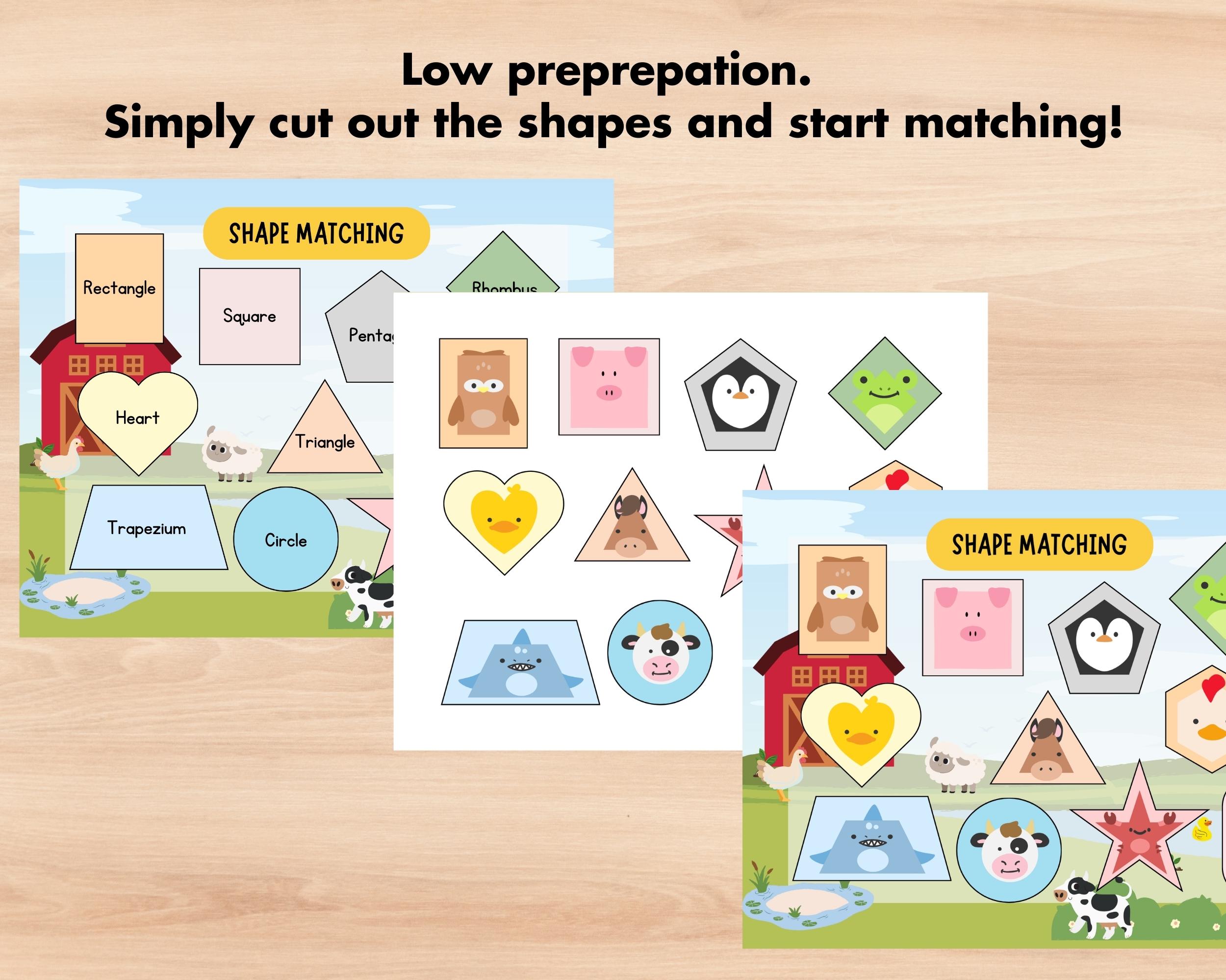 Animal Shapes Matching Activities, Preschool Printable Montessori Math ...