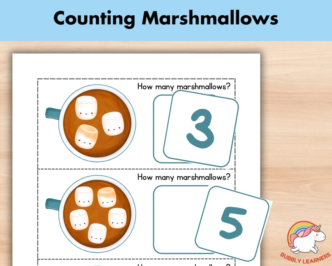 Counting Marshmallows Maths Worksheet Printable Homeschool - Etsy