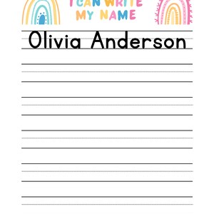 Custom Name Tracing Page Rainbow Personalized Name Trace Handwriting ...