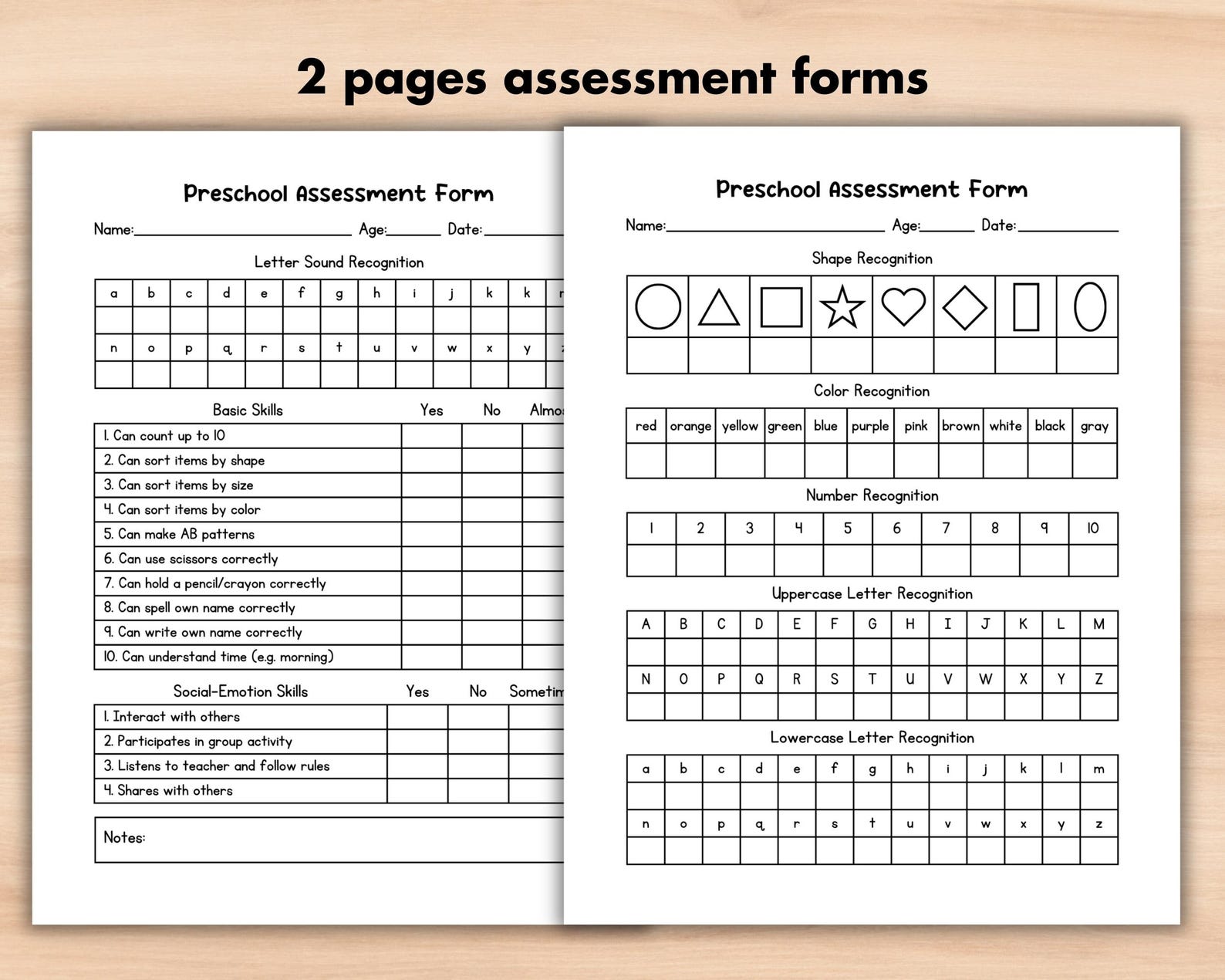 Preschool Assessment Forms Printable, Prek Assessment, Printable ...