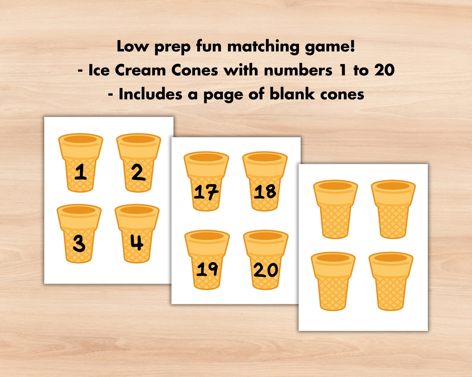 Count the Ice Cream Scoops, Printable Preschool Math Counting 1-20 ...