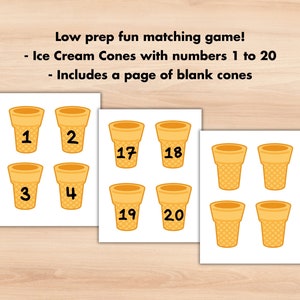 Count the Ice Cream Scoops, Printable Preschool Math Counting 1-20 ...