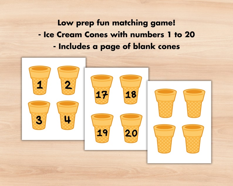 Count the Ice Cream Scoops, Printable Preschool Math Counting 1-20 ...