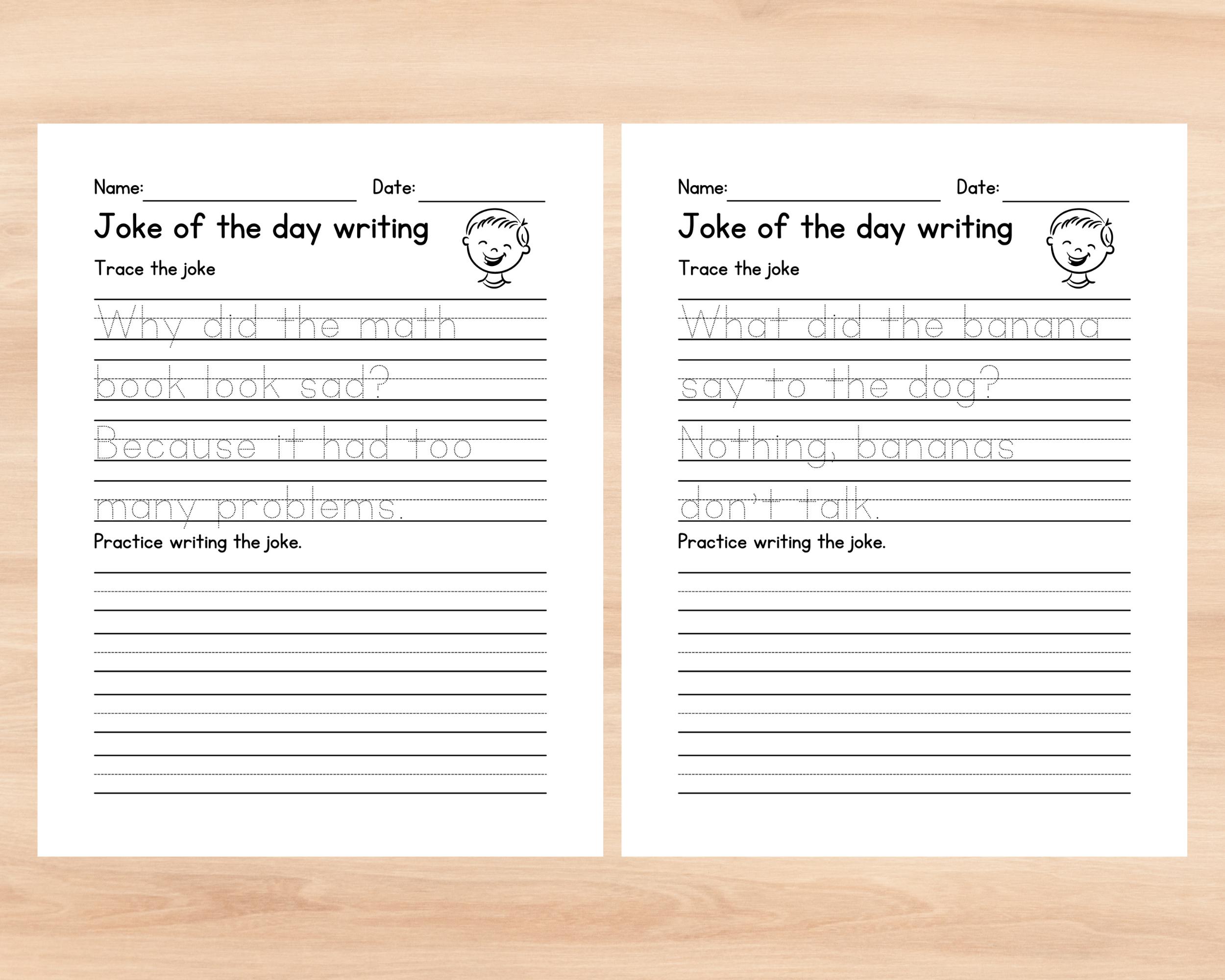 Jokes Write the Sentence Worksheets, Printable Sentences Writing ...