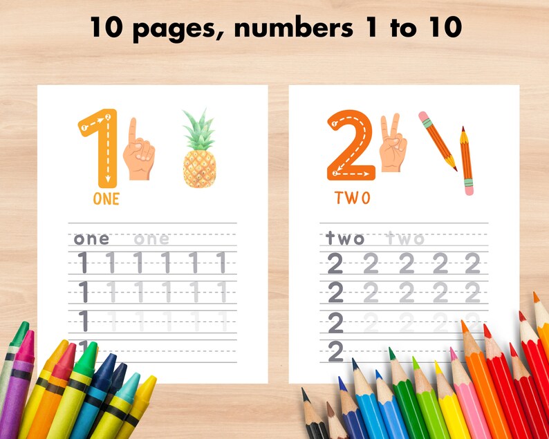 10 Number Tracing Worksheets, Traceable Numbers, Preschool Worksheets ...