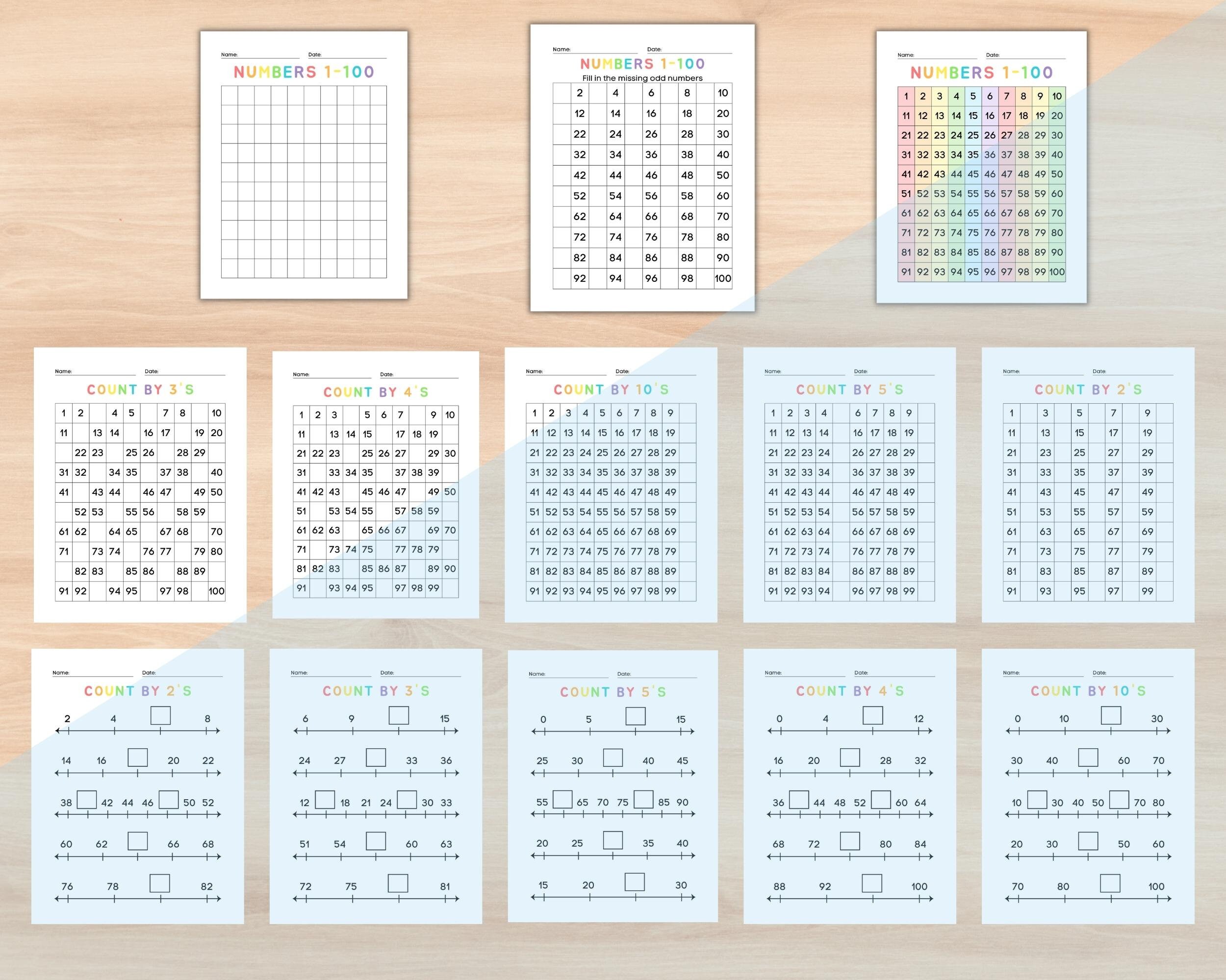 Skip Counting Numbers Worksheets Maths Printable Preschool Learning ...
