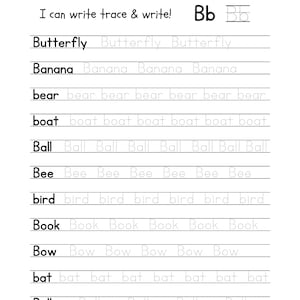 26 Trace the Words Worksheet, Printable Writing Activity, KG1 to Grade ...