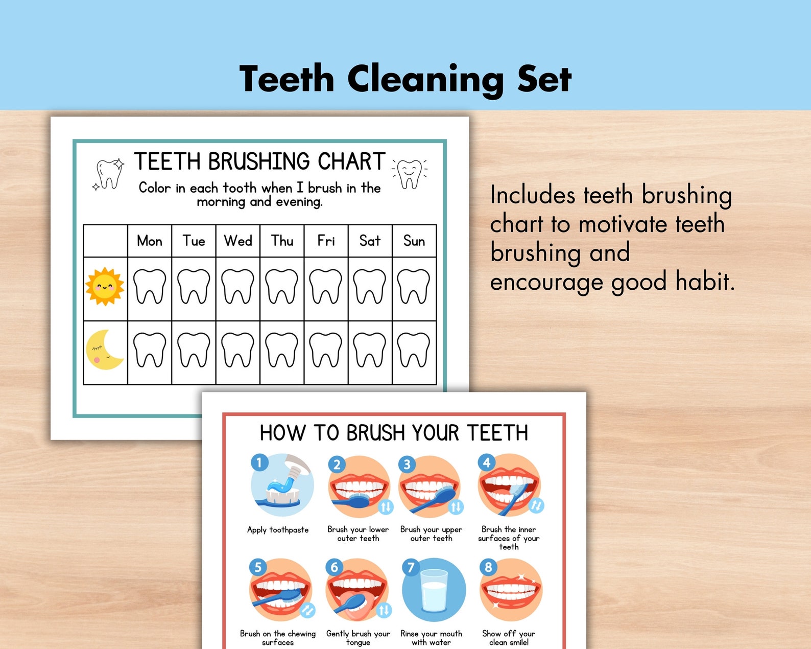 Brush Teeth Brushing Activity, Kids Dental Health Care, Printable ...