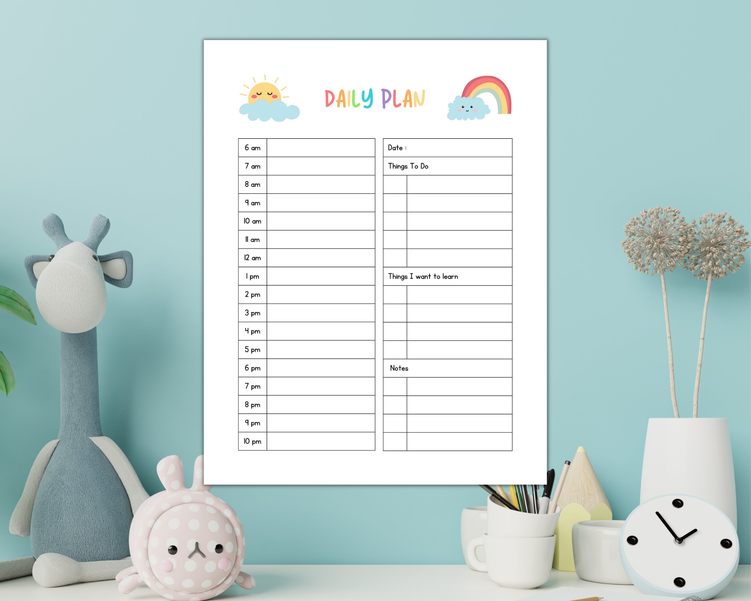 Magical Rainbow Kids Calendar Printable, Homeschool Toddler Schedule ...