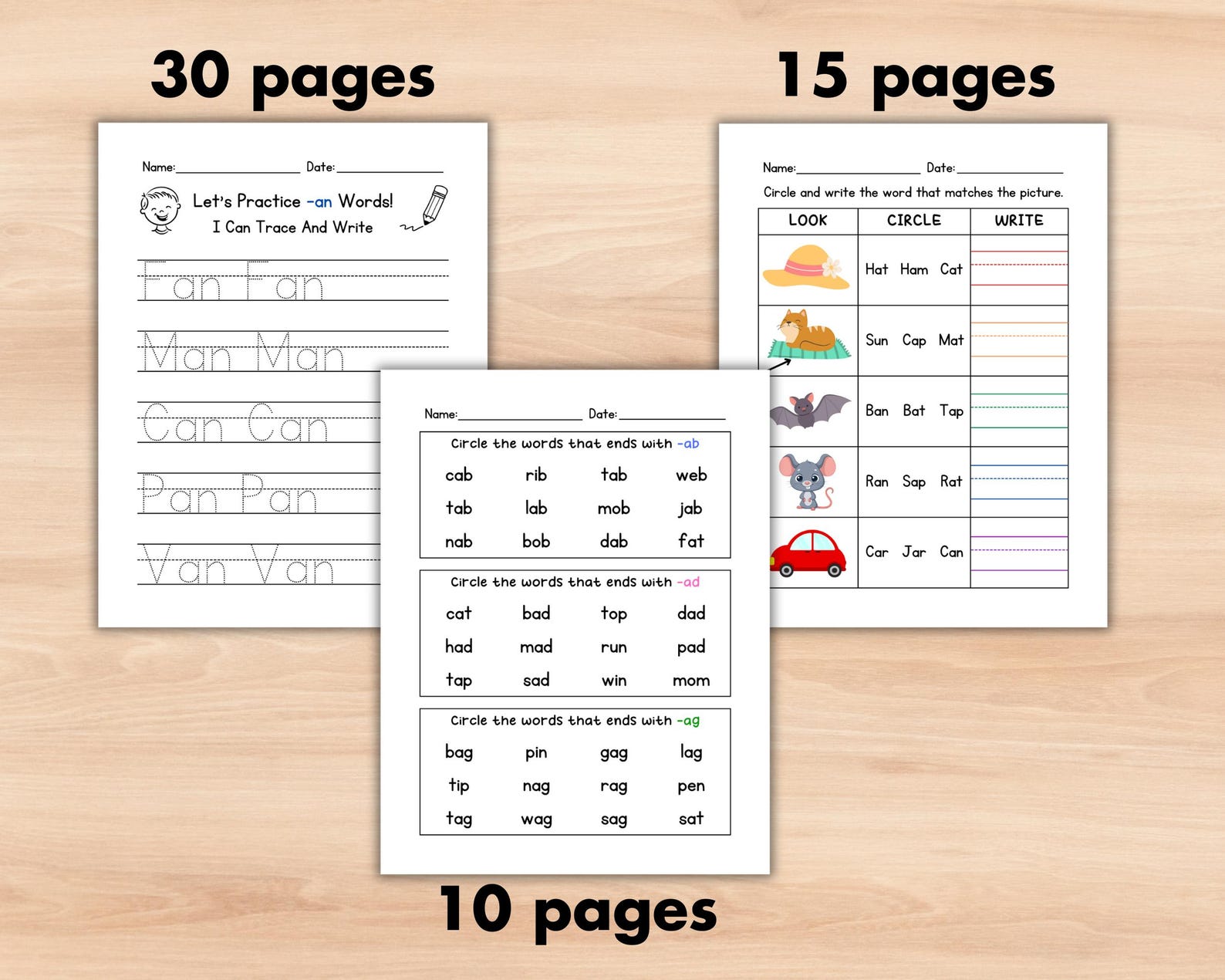 Phonics CVC Word Family Worksheet Bundle, Homeschool Kindergarten ...
