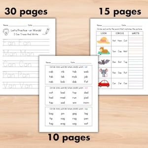 Phonics CVC Word Family Worksheet Bundle, Homeschool Kindergarten ...