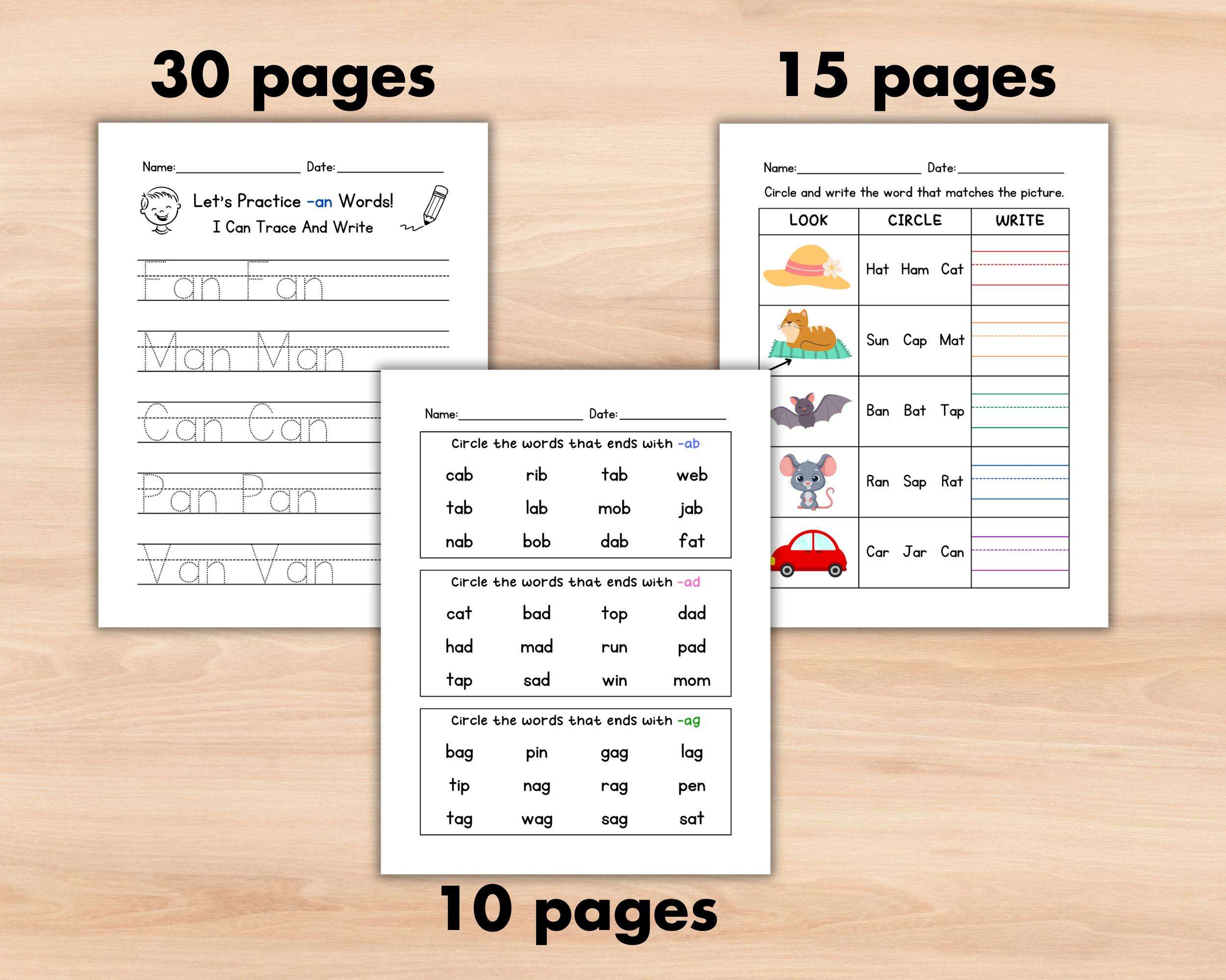 Phonics CVC Word Family Worksheet Bundle, Homeschool Kindergarten ...