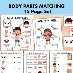 Body Part Matching Game, Toddler Busy Book Page, Instant Download ...