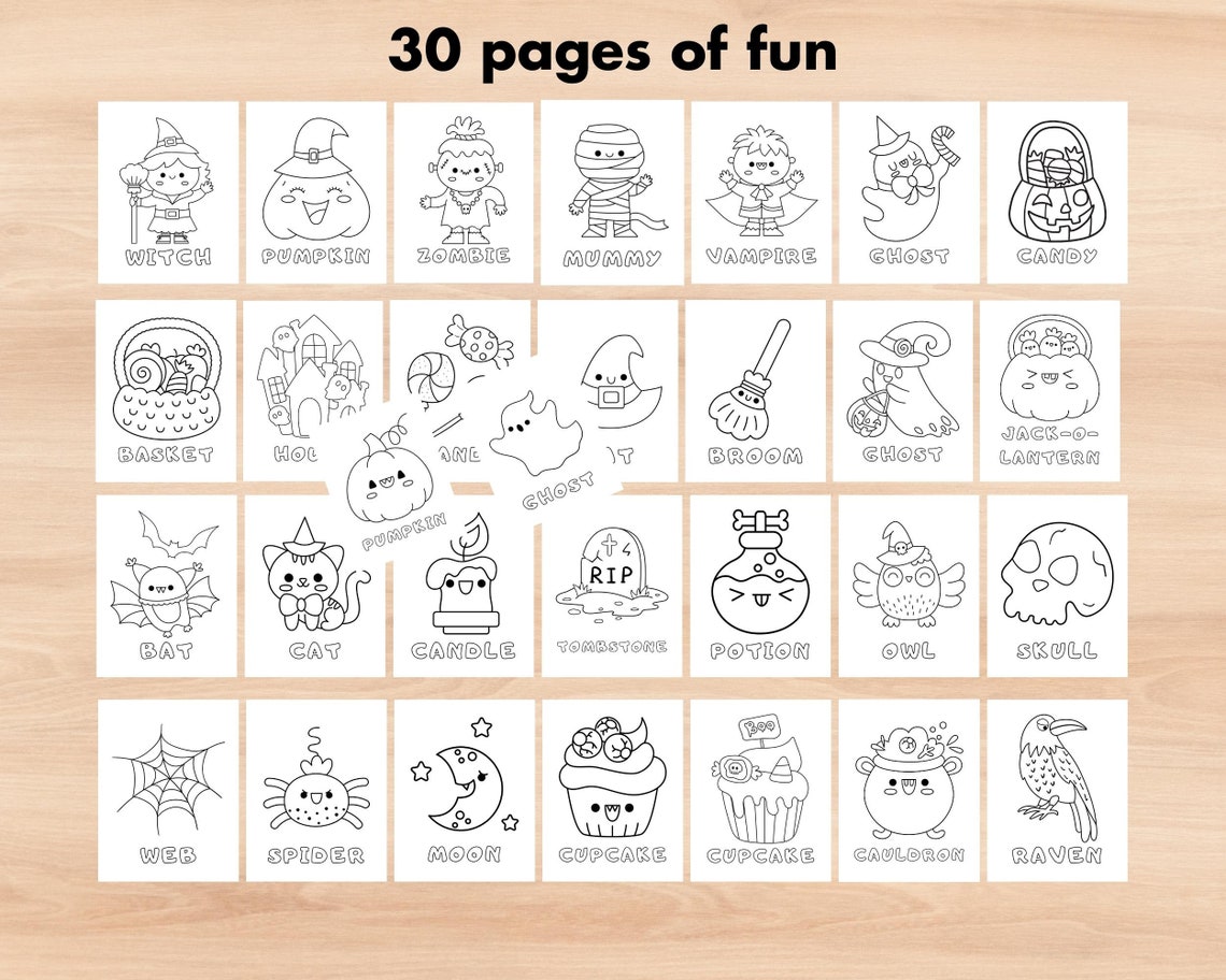 30 Jumbo Halloween Coloring Pages, Kids Halloween Coloring Sheets ...