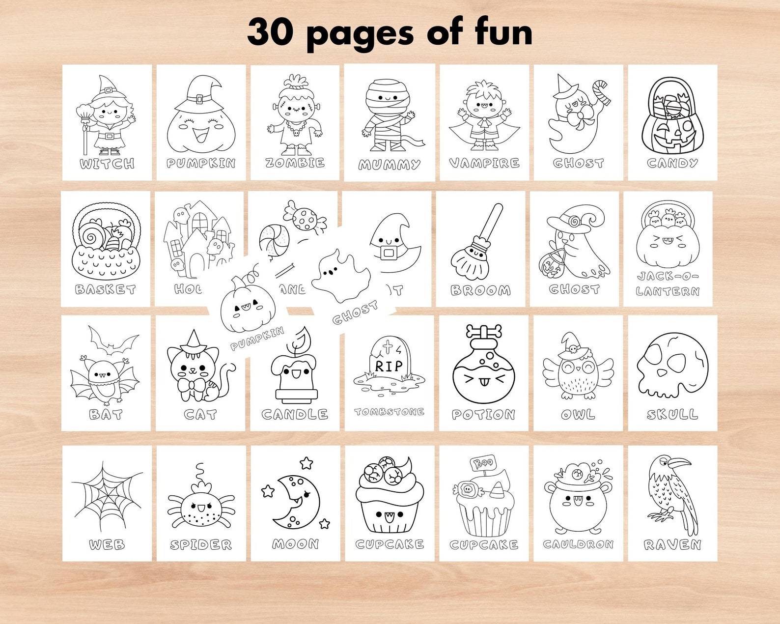 30 Jumbo Halloween Coloring Pages, Kids Halloween Coloring Sheets ...