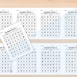 Number Recognition Maze 1-9 for Kids Printable Preschool - Etsy