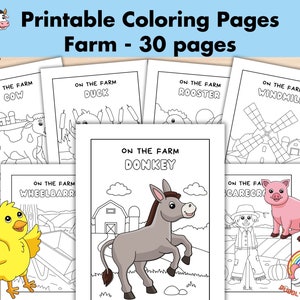 30 Farm Animals Coloring Pages for Kids, Farm Coloring Page, Farm ...