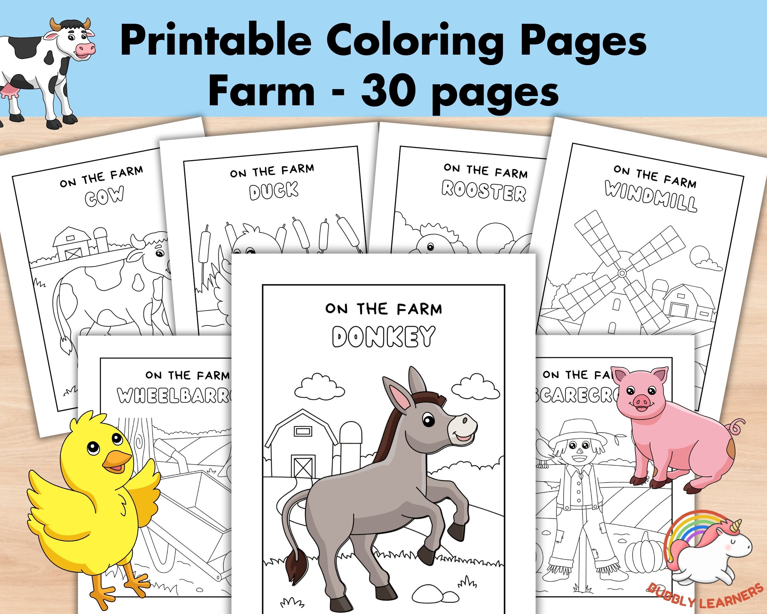 30 Farm Animals Coloring Pages for Kids, Farm Coloring Pages, Farm ...