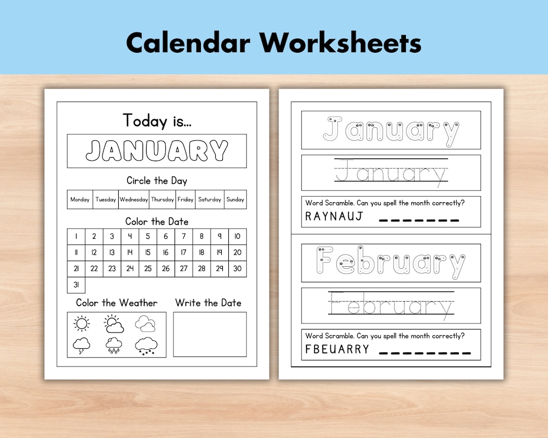 Printable Preschool Calendar Worksheet Pages,daily Calendar, Month Day ...
