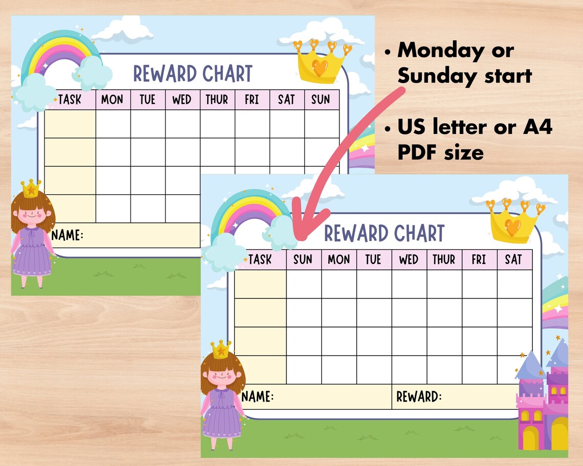 Unicorn Reward Chart Toddler Printable Princess Sticker Chart,girls ...
