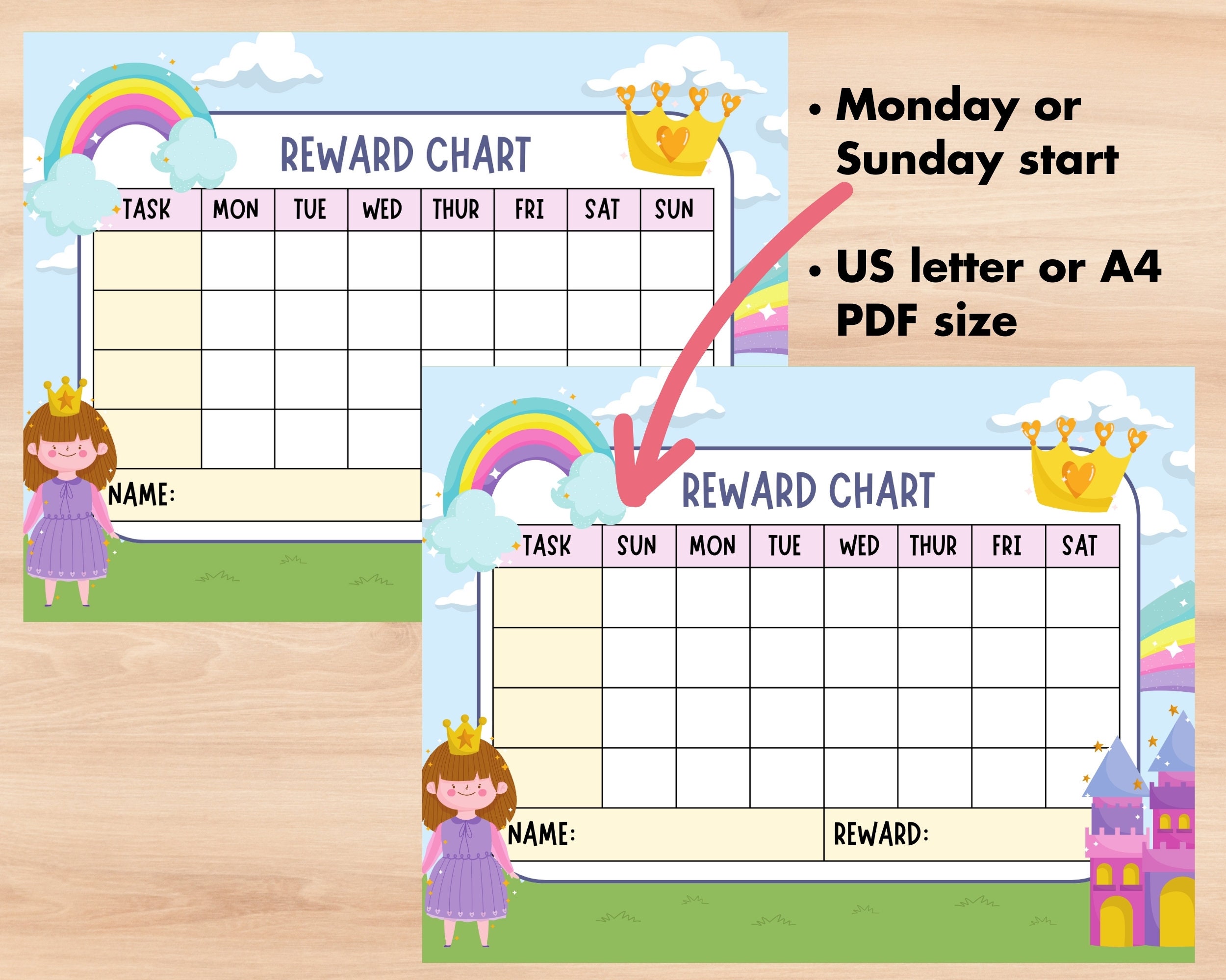 Unicorn Reward Chart Toddler Printable Princess Sticker Chart,girls ...