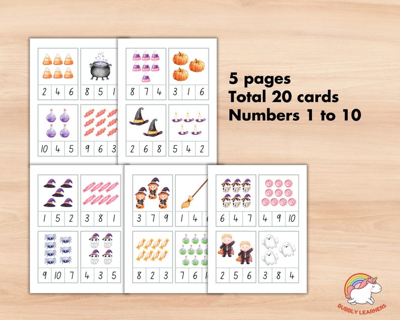 Count and Clip Cards, Numbers 1-10, Preschool Math Numbers Activities ...