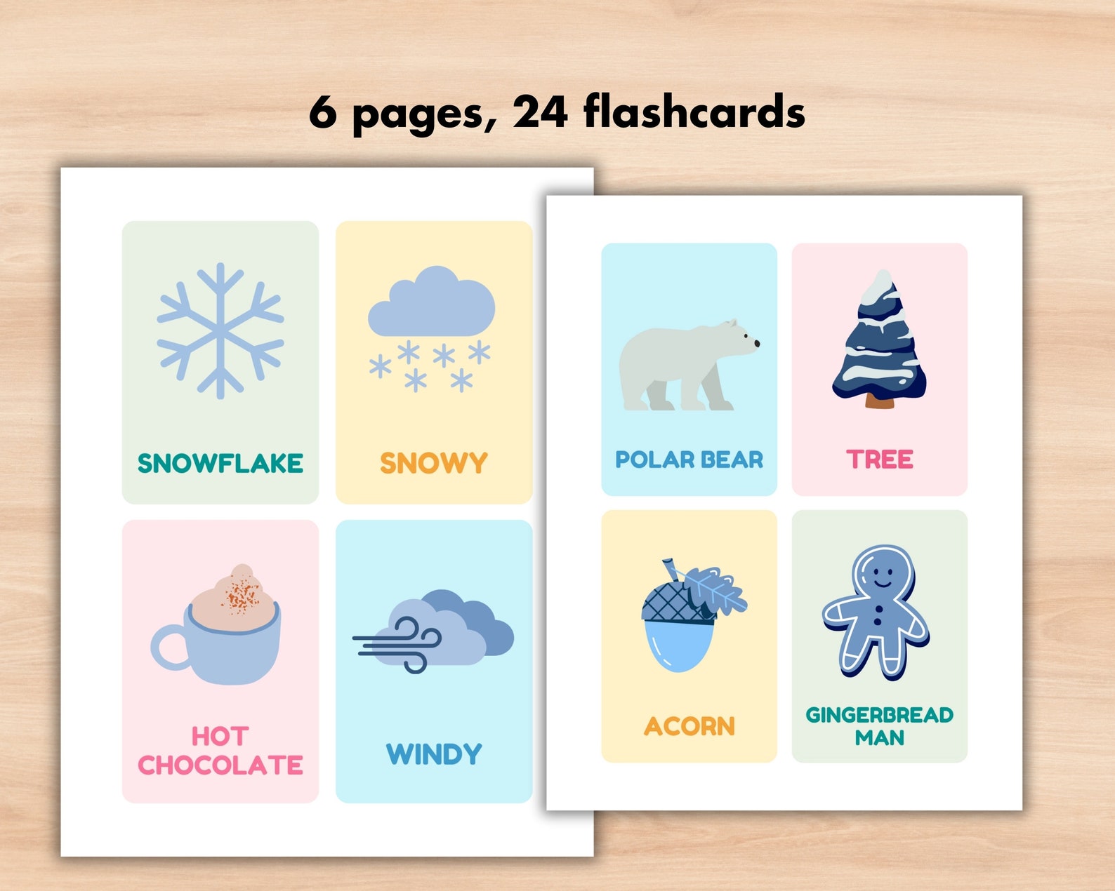 24 Winter Flashcards, Winter Vocabulary Nature Cards,printable ...