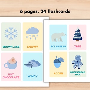 24 Winter Flashcards, Winter Vocabulary Nature Cards,printable ...