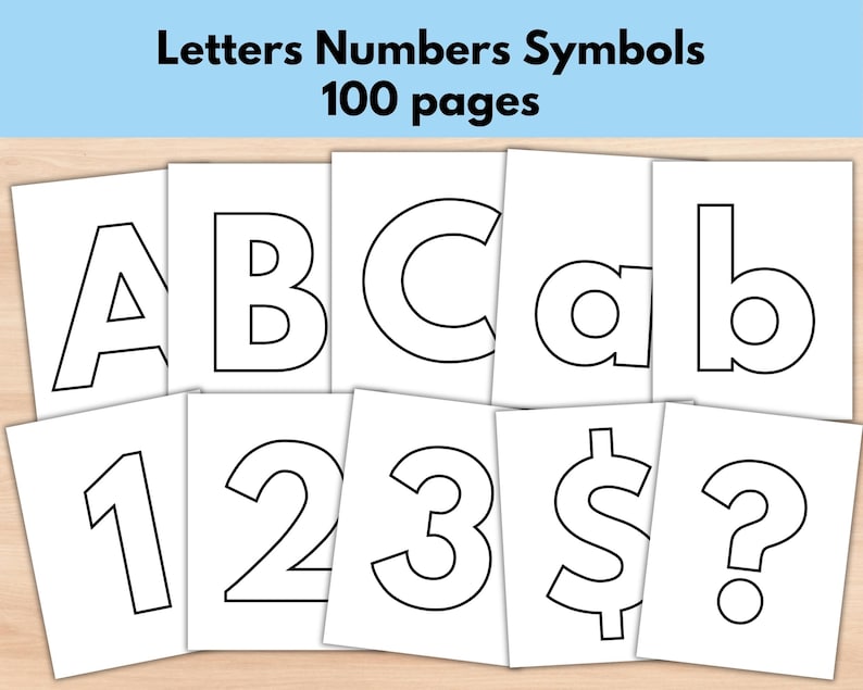 Large Block Alphabet Letter Classroom Stencil Printable PDF, Big ABC 0 ...