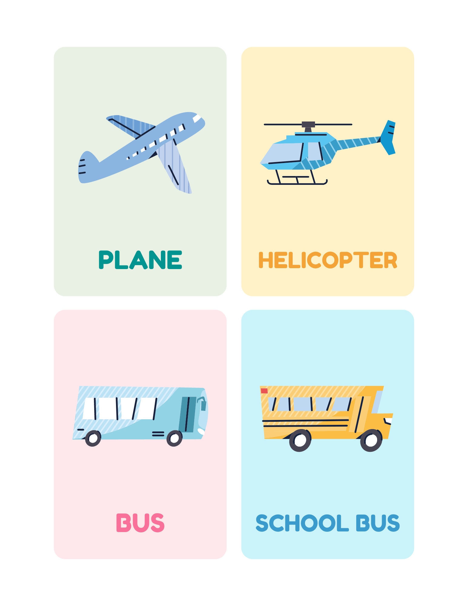 24 Vehicles Flashcards, Printable Montessori Flash Cards,pre-school ...