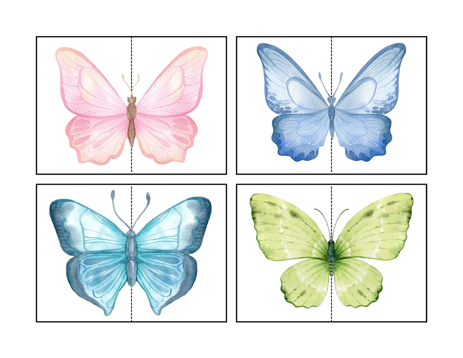 40 Butterfly Matching Card Game, Symmetry Puzzle, Butterfly Pattern ...