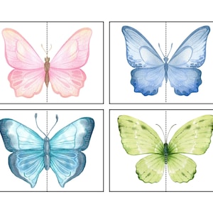 40 Butterfly Matching Card Game, Symmetry Puzzle, Butterfly Pattern ...